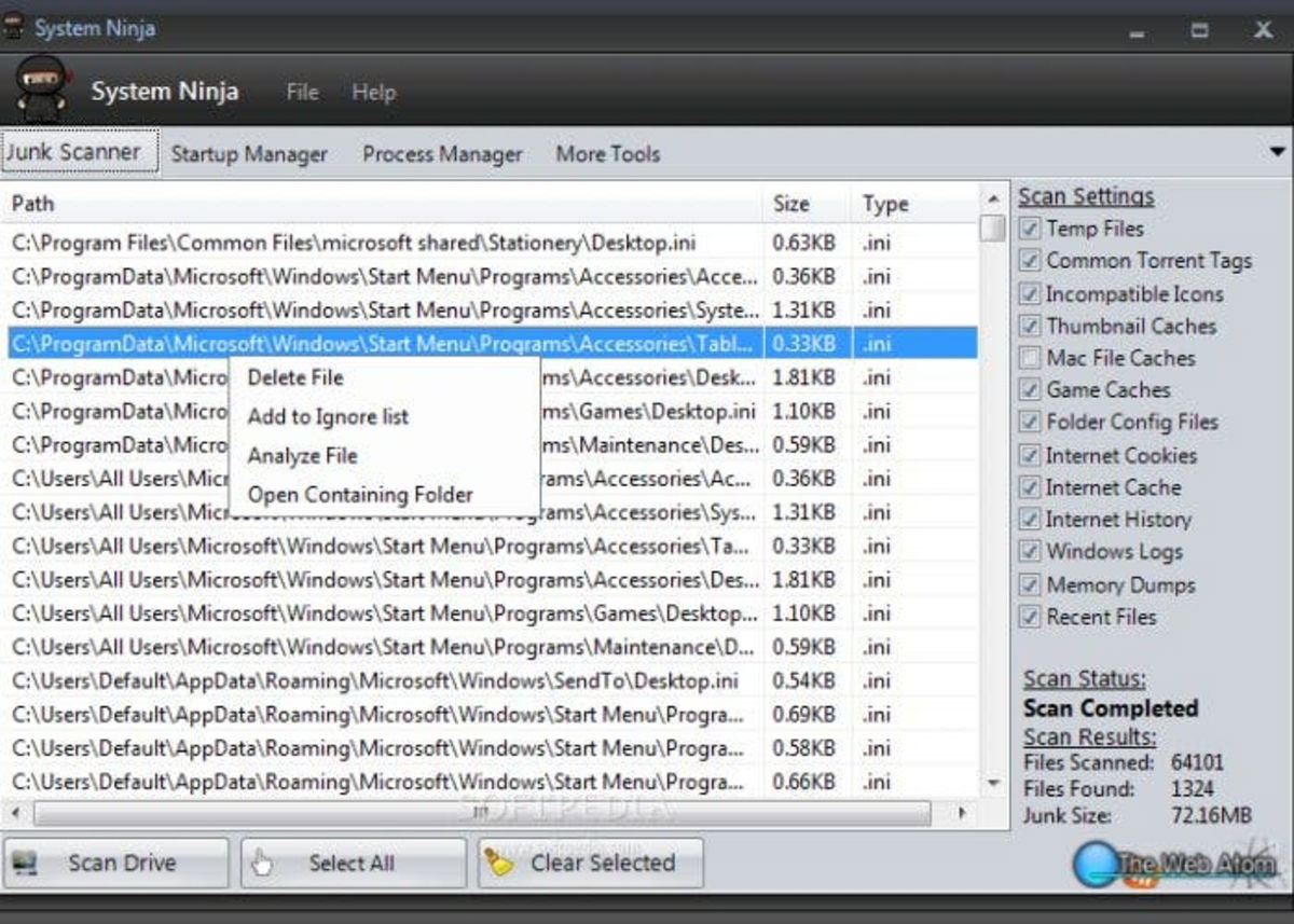 System Ninja, un programa ligero y eficaz para limpiar tu sistema operativo